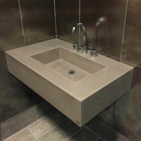 30" ADA Floating Concrete Rectangle Sink – Trueform Concrete