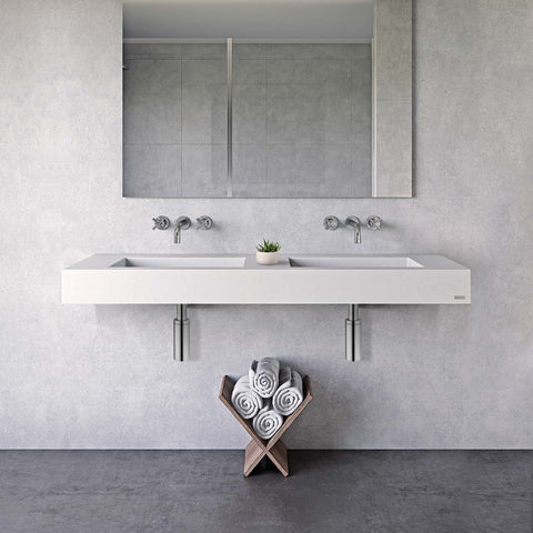 60" ADA Floating Concrete Double Rectangle Sink – Trueform Concrete