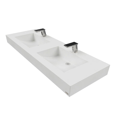 60" ADA Floating Concrete Double Half-Trough Sink – Trueform Concrete