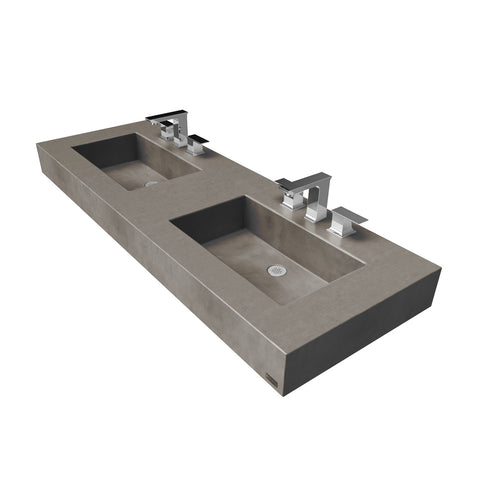 60" ADA Floating Concrete Double Rectangle Sink – Trueform Concrete