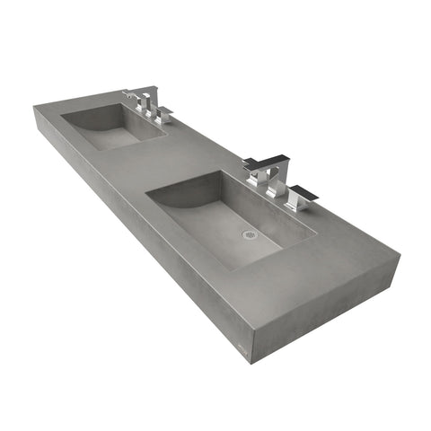 72" ADA Floating Concrete Double Half-Trough Sink – Trueform Concrete