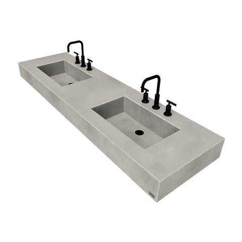 72" ADA Floating Concrete Double Rectangle Sink – Trueform Concrete