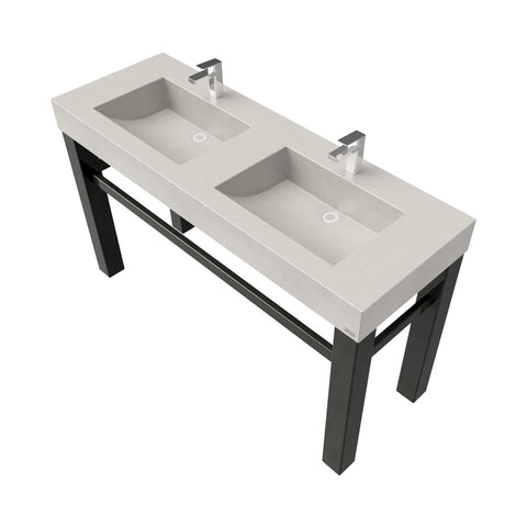 Industrial 60" Vanity with Double Half-Trough Sink – Trueform Concrete