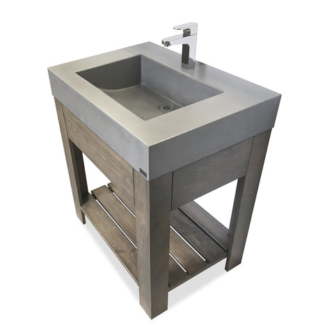 Lavare 30" Vanity with Half-Trough Sink – Trueform Concrete