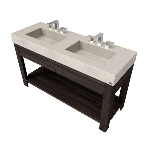Lavare 60" Vanity with Double Rectangle Sink – Trueform Concrete
