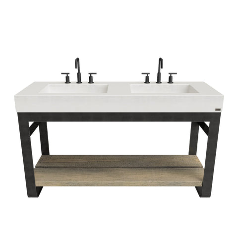 Outland 60" Vanity with Double Rectangle Sink – Trueform Concrete