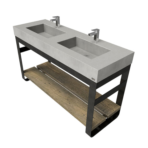 Outland 60" Vanity with Double Rectangle Sink – Trueform Concrete